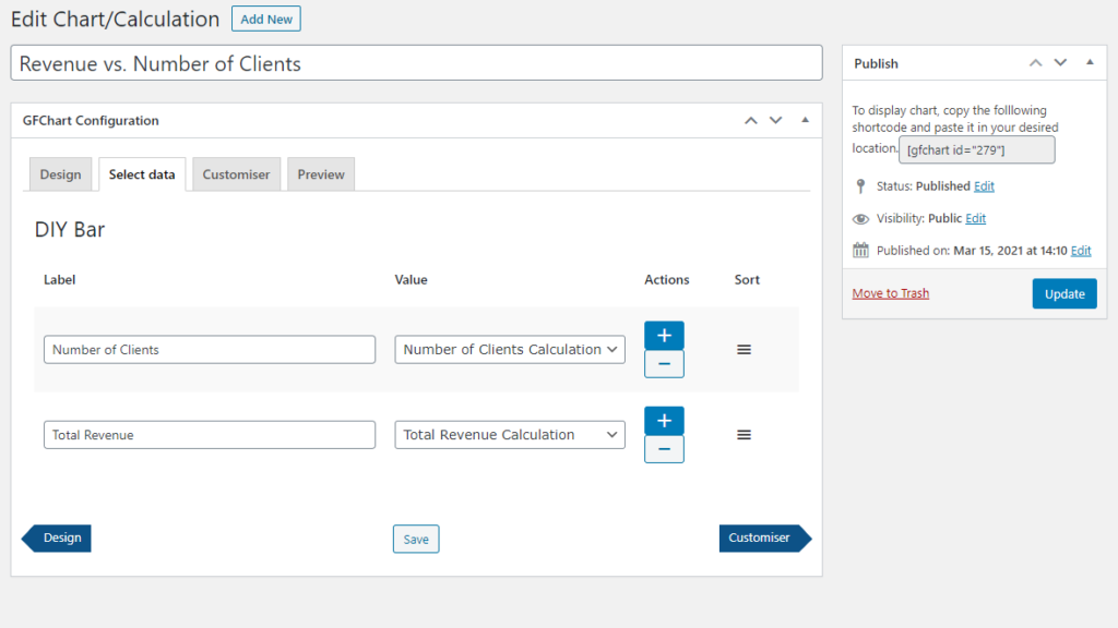 How to Use the GFChart DIY Bar Add-On