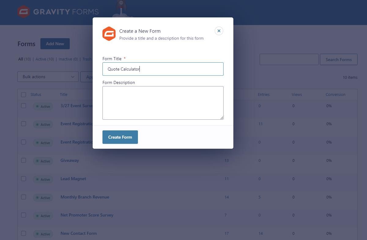 create quote calculator - GFChart